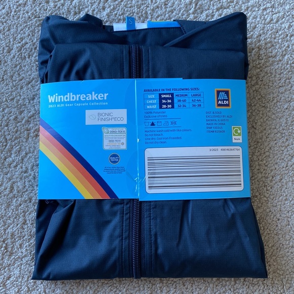 Aldi | Jackets & Coats | Aldi Small Navy Blue Windbreaker Jacket Zip Up ...